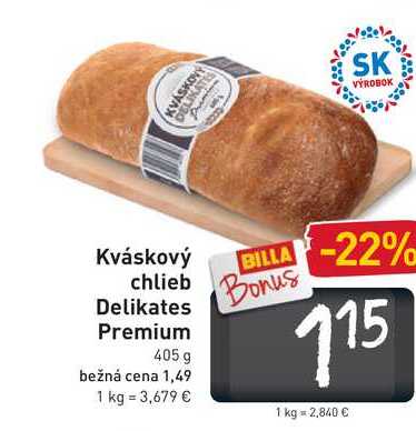 ARCHIV | Kváskový chlieb Delikates Premium 405 g v akcii platné do: 20. ...