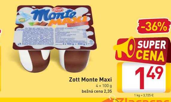 ARCHIV | Zott Monte Maxi 4 x 100 g v akcii platné do: 22.2.2022 ...