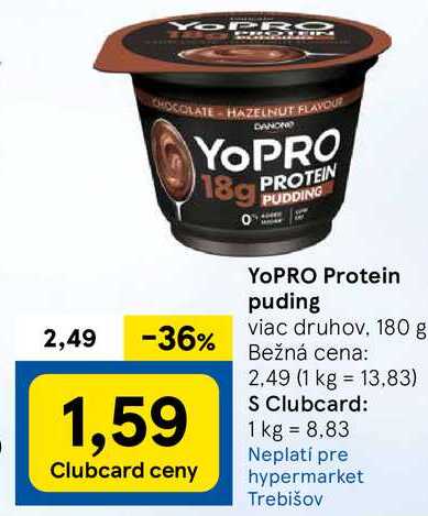 YoPRO Protein puding, 180 g v akcii | Zlacnene.sk