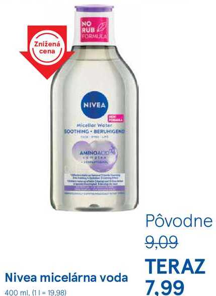 Nivea micelárna voda, 400 ml v akcii | Zlacnene.sk