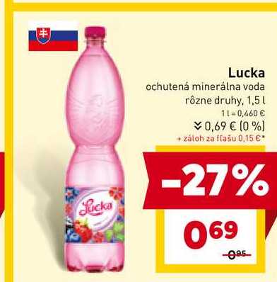 Lucka ochutená minerálna voda rôzne druhy, 1,5l v akcii | Zlacnene.sk