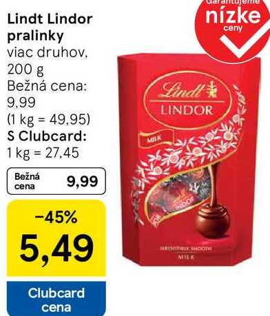 ARCHIV | Lindt Lindor pralinky, 200 g v akcii platné do: 11.3.2025 ...